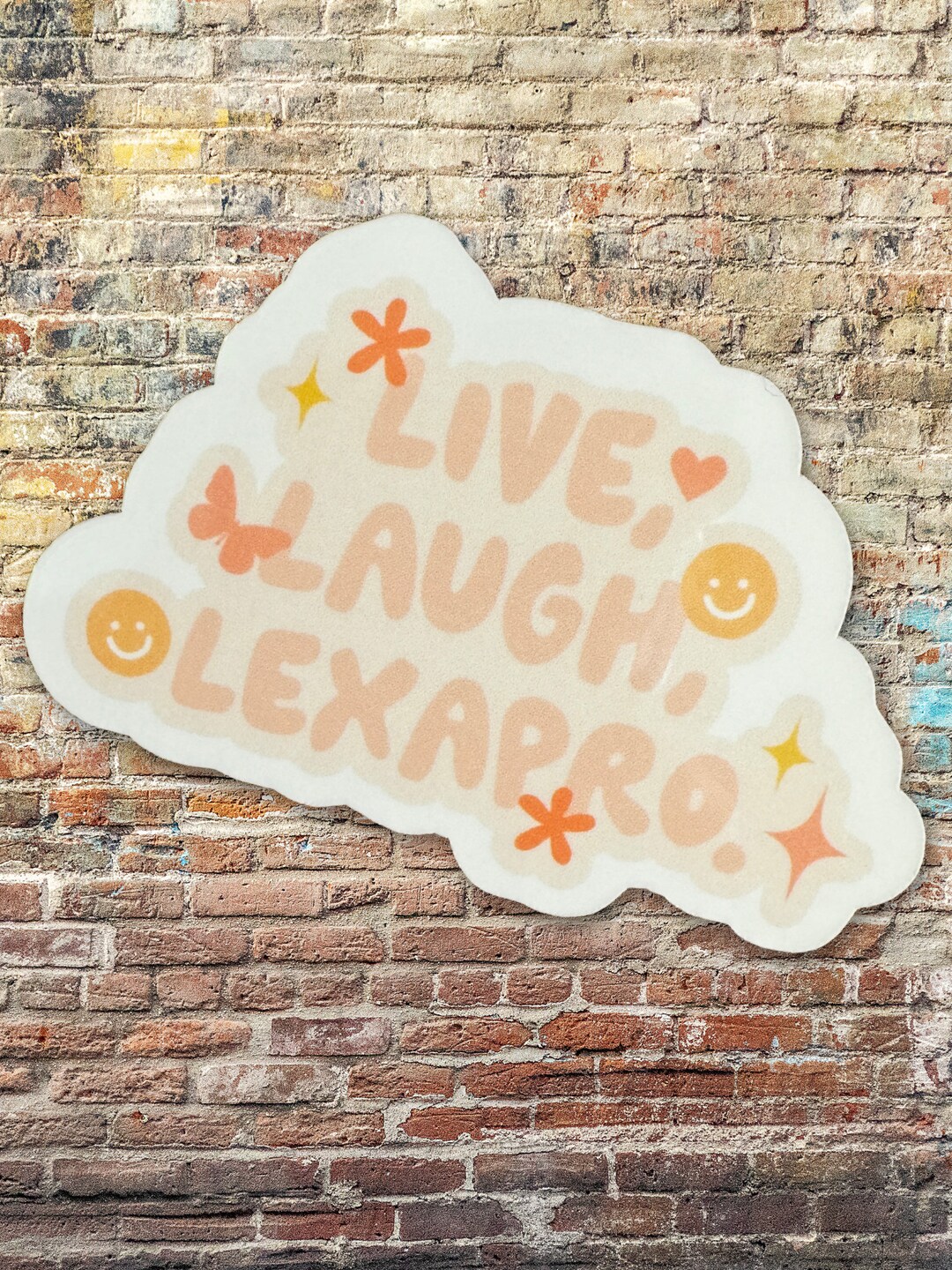 Funny Mental Health Sticker, Trendy Water Bottle Decal, Live Laugh ...