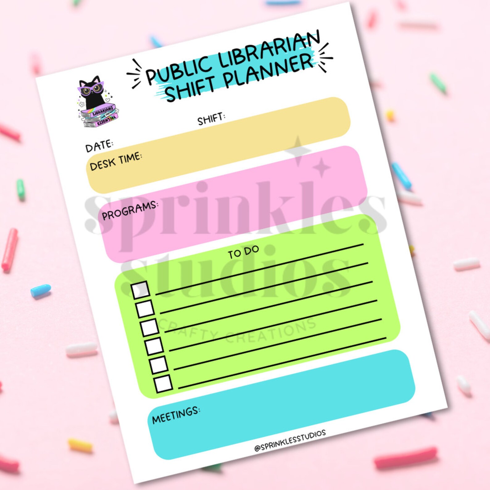 Printable Public Librarian Shift Planner, Library to Do List Instant ...