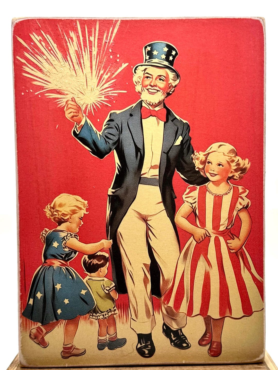 Handmade Vintage Style Uncle Sam Fourth of July Wood Sign/shelf Sitter ...