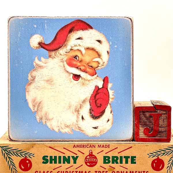 Wood Block Santa - Etsy