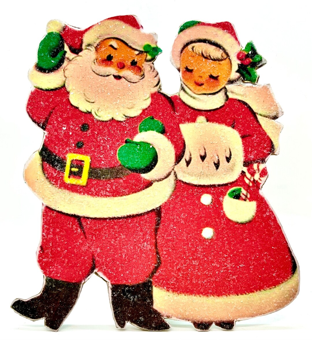 Handmade Vintage Style Santa & Mrs. Claus Sparkly Standee - Etsy