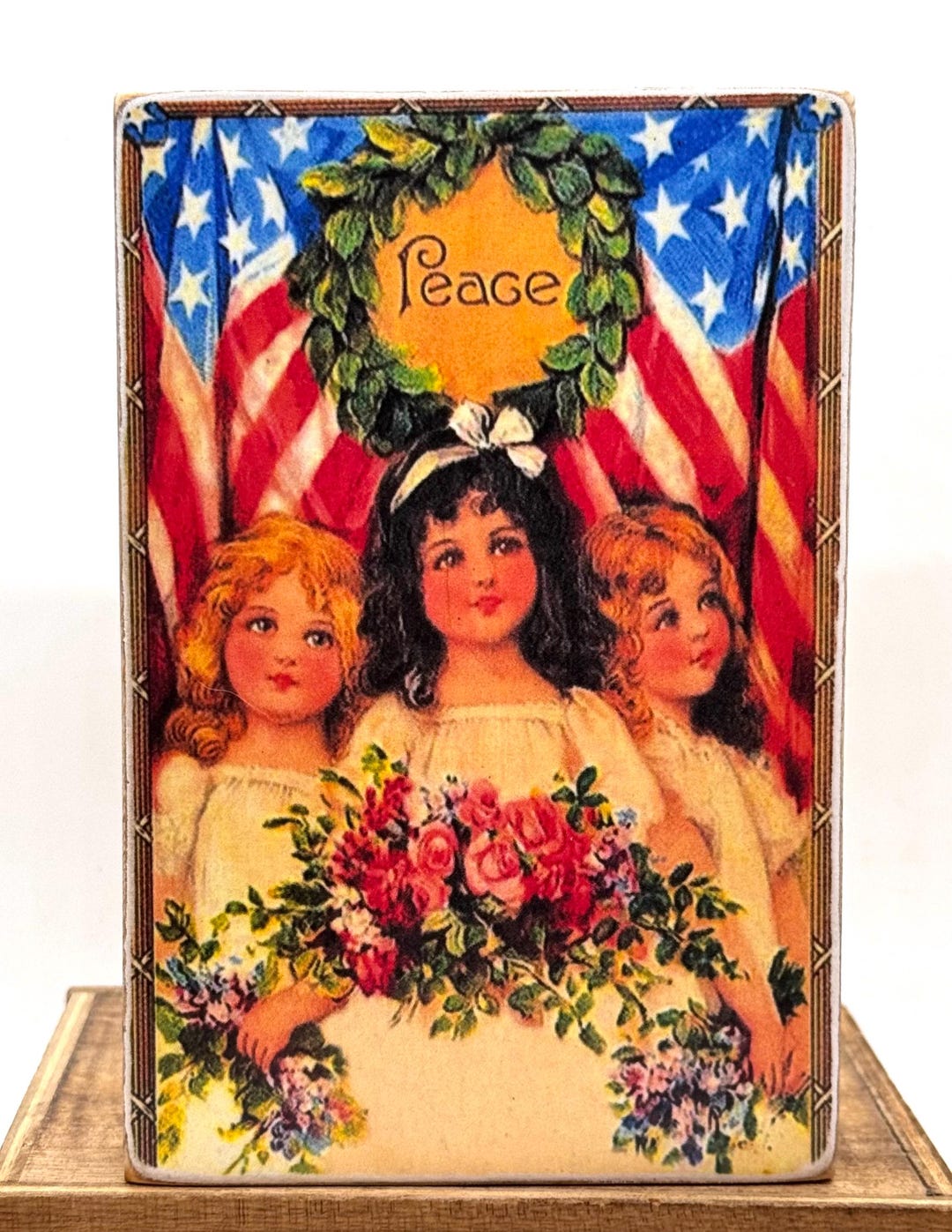 Handmade Vintage Style Americana Girls Peace Wood Sign/shelf Sitter - Etsy