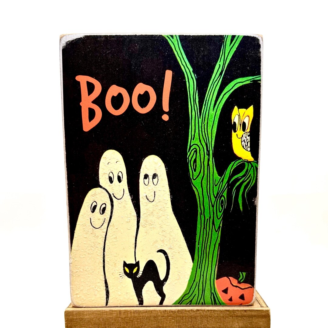 Handmade Vintage Style Halloween Ghosts Wood Sign/shelf Sitter - Etsy