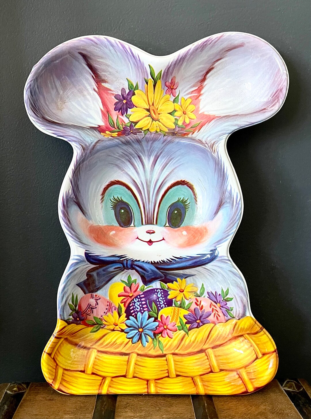 Vintage Hard Plastic Easter Bunny Serving Tray - Etsy