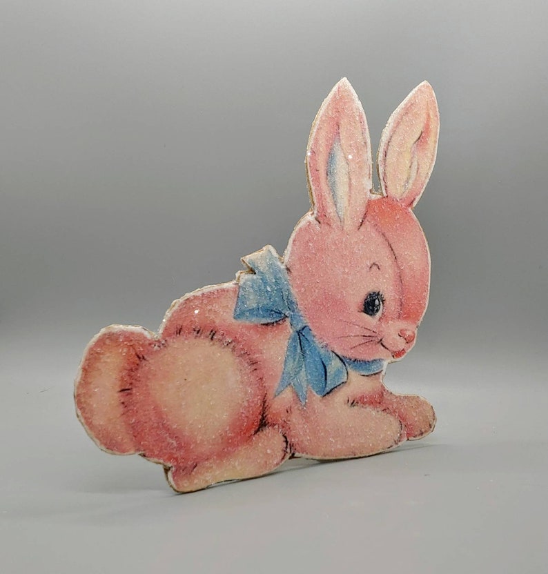 Vintage Style Sparkly Easter Bunny Standee Decor - Etsy