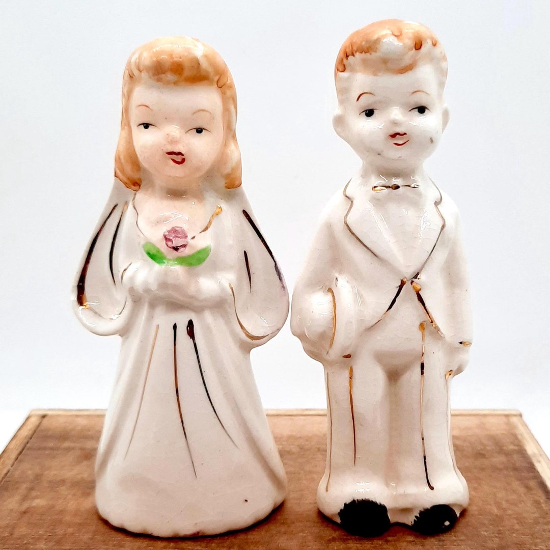 Vintage Ceramic Bride and Groom Salt and Pepper Shakers~ Japan - Etsy