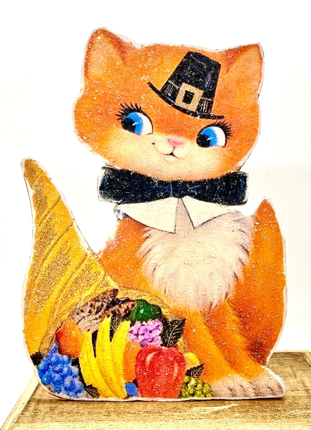 Handmade Vintage Style Thanksgiving Kitty Standee - Etsy