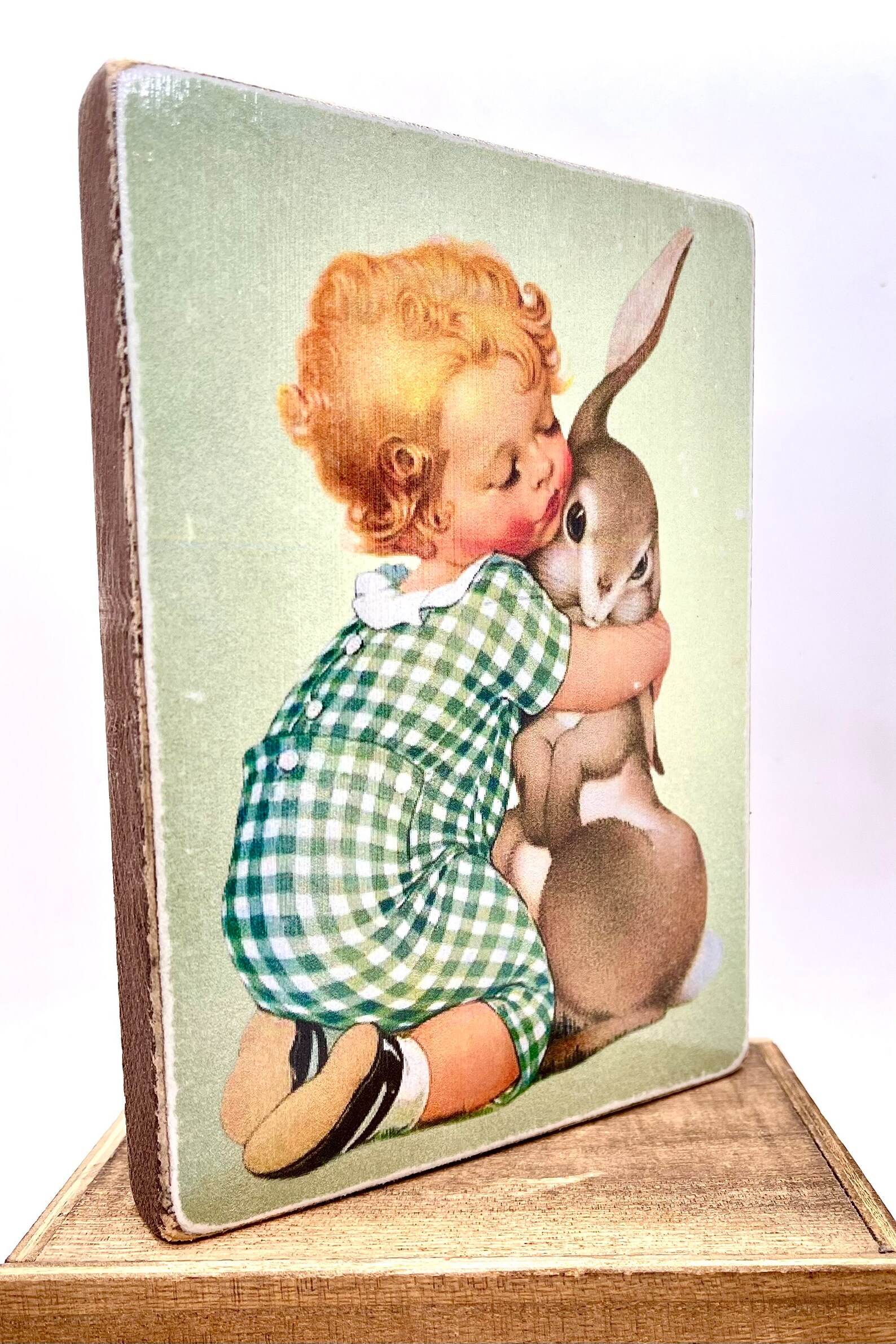 Handmade Vintage Style Bunny Hug Wood Sign/shelf Sitter - Etsy