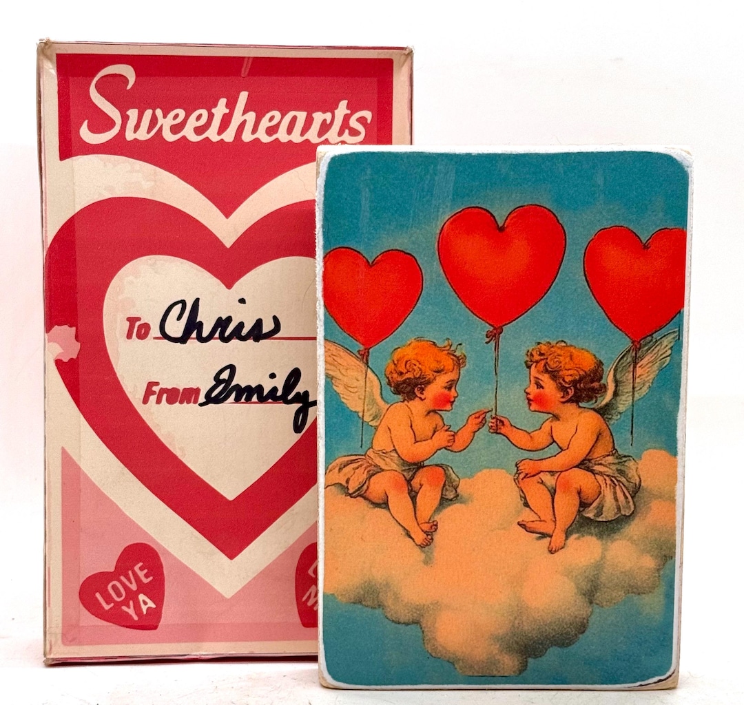 Handmade Vintage Style Valentine Cupids Wood Block Sign/shelf Sitter - Etsy