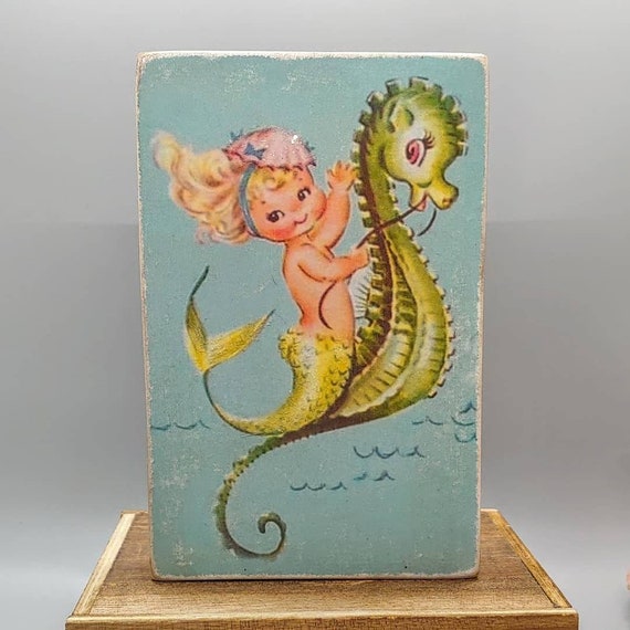 Handmade Vintage Style Mermaid Wood Sign/shelf Sitter - Etsy