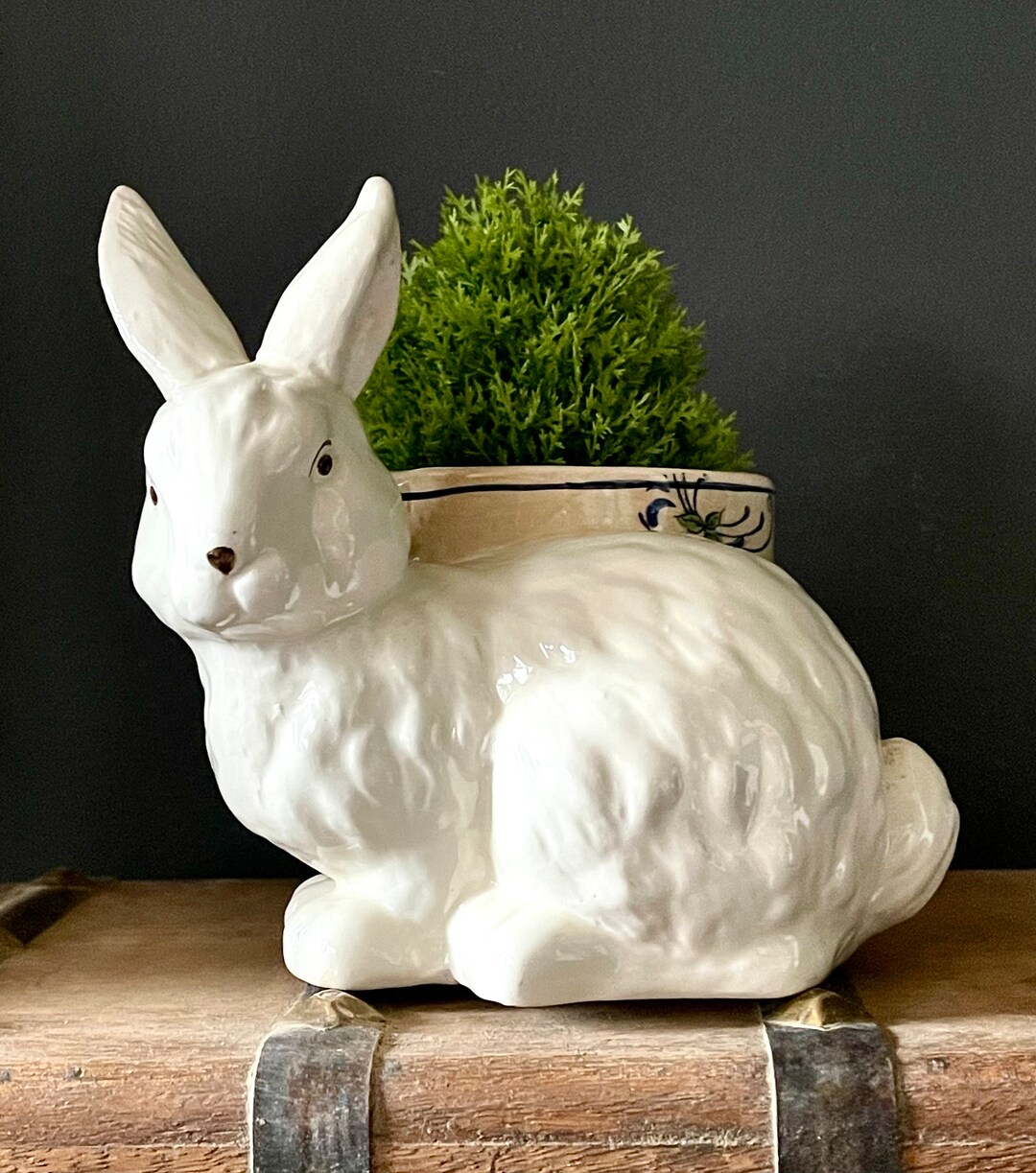 Vintage Bunny Ceramic Planter - Etsy