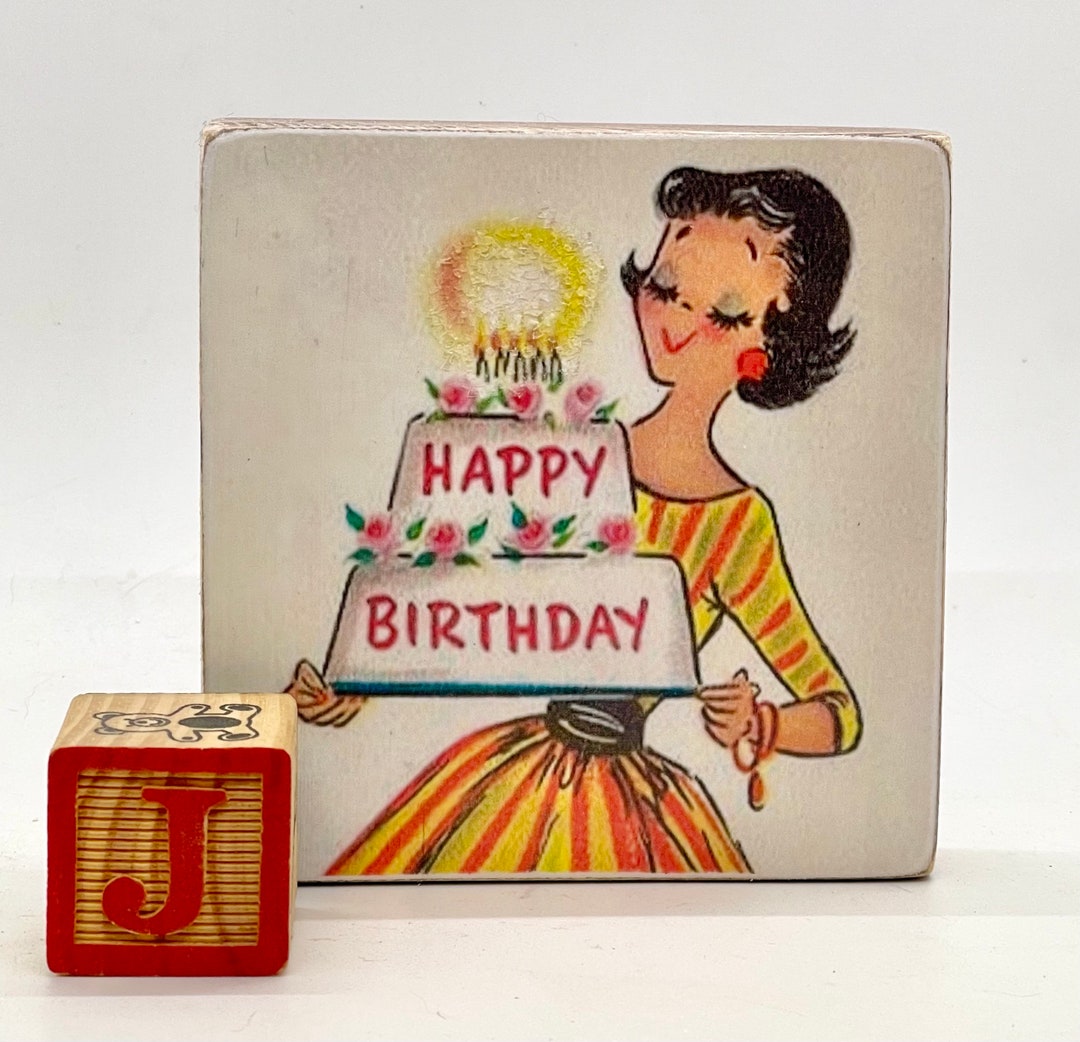 Handmade Mid-century Style Birthday Wood Sign/shelf Sitter - Etsy