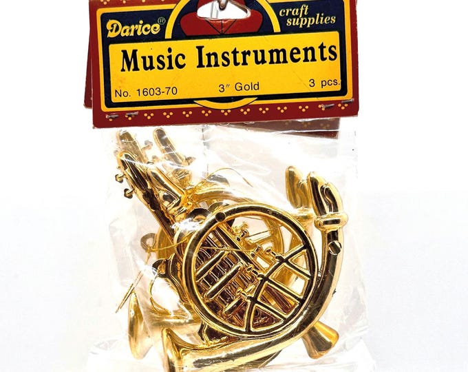 Vintage NOS Darice 3” Gold Musical Instruments~ Set of 2 - Etsy
