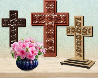 Wooden Cross in Infinity Tile Design Engraved | Etsy