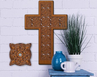 Wooden Cross in Infinity Tile Design Engraved | Etsy