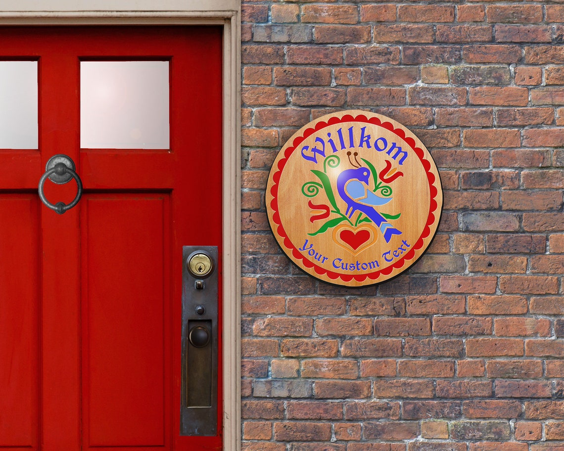 Hex Wood Welcome Distelfink 16in PA Dutch Sign W/ Free - Etsy