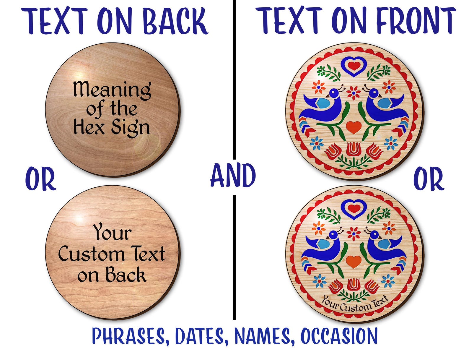 Hxw: BLESS FAMILY Engraved Wood Hand-painted (08-36") PA Dutch Hex Sign ...