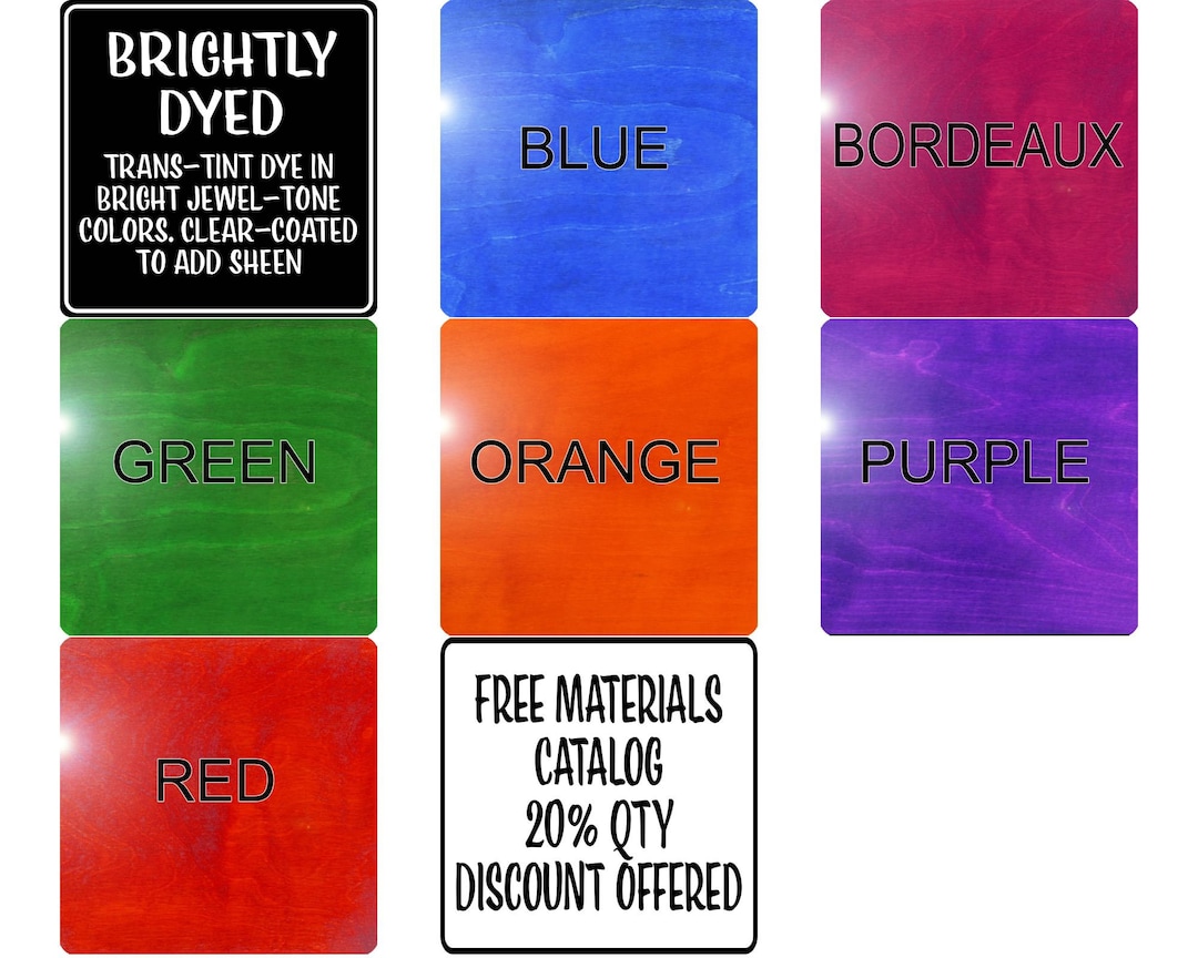 Crft: Baltic Birch Brightly Dyed Trans-tint Dye Clear-coated (1/8in ...