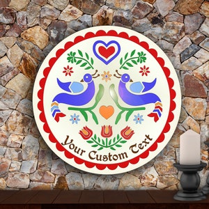 Hex Acrylic Double Distelfink 24in PA Dutch Sign W/ Free Customization ...