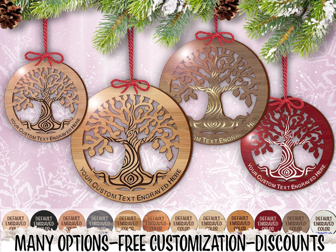 Orn: Tree of Life Hardwood Family Tree Ornament one W/ Free ...