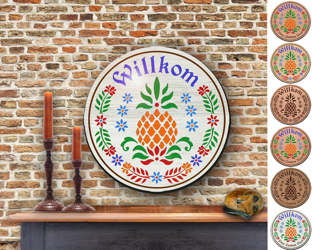 Hex Wood Welcome Pineapple 16in PA Dutch Sign W/ Free - Etsy