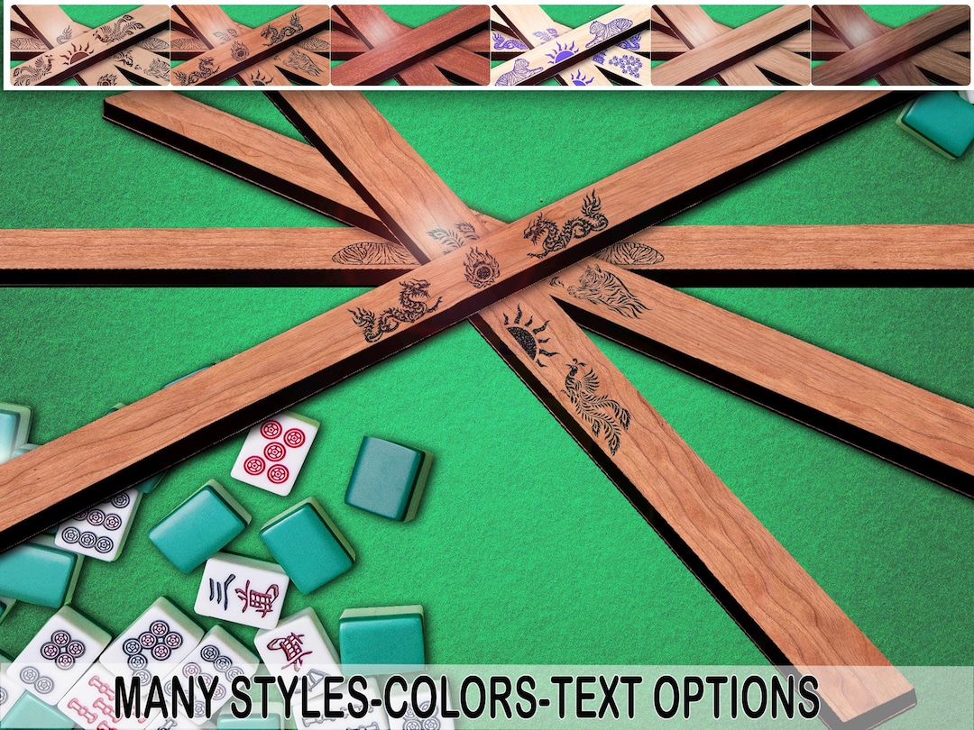 Mj_mahjong PUSHERS Customized 4/set Laser Cut Engraved Premium HARDWOOD ...