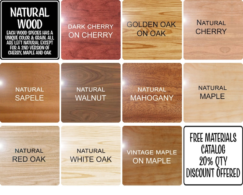 Natural Wood! 1/4in 11x19in A1 Hardwood-face W/ MDF Clear-coated Laser ...