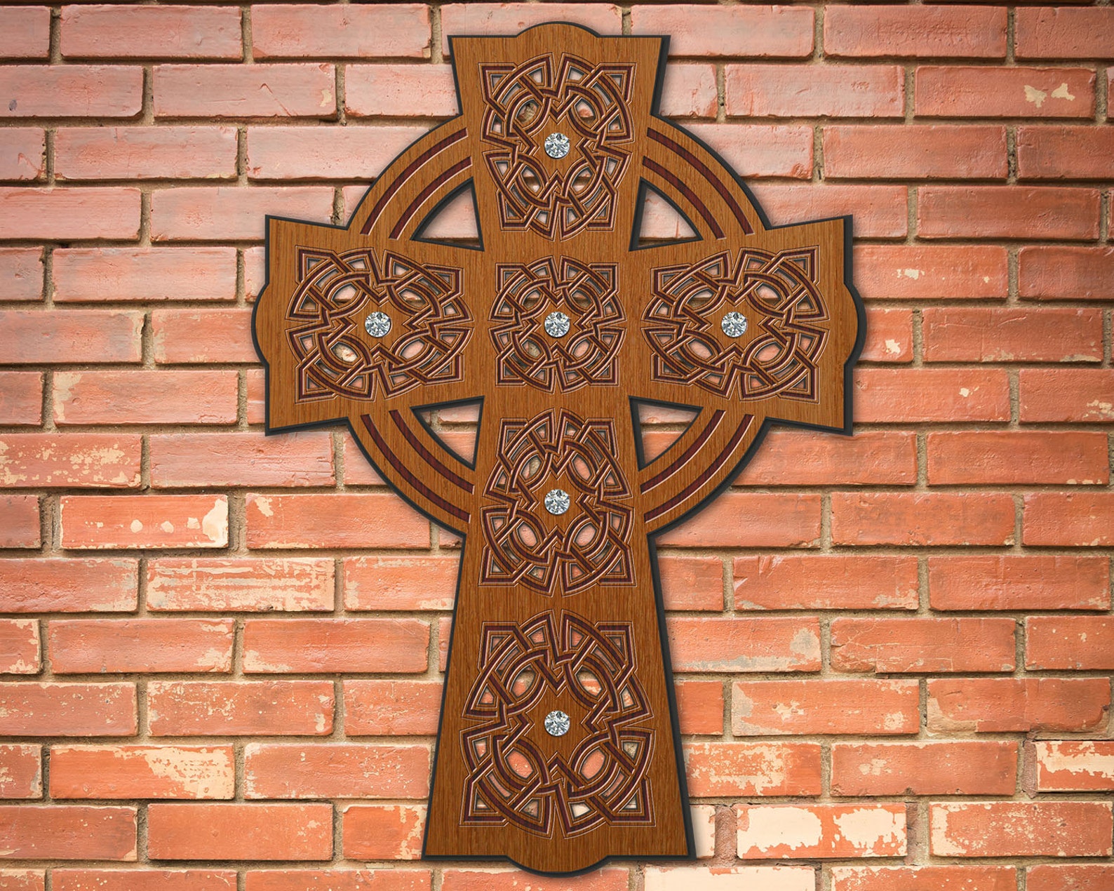 Cross Wood* Celtic Traditional Style W/ Engraved Knots W/ Free ...