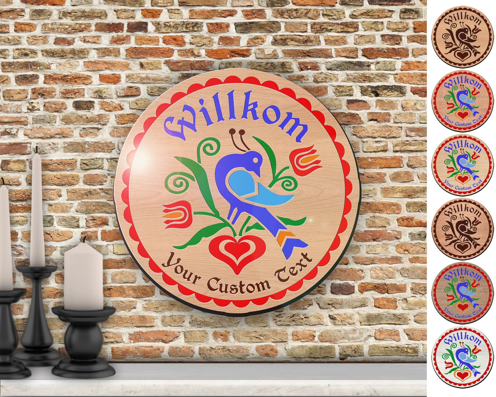 Hex Wood Welcome Distelfink 16in PA Dutch Sign W/ Free - Etsy