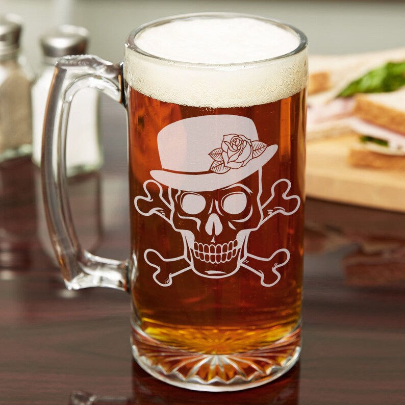 Skull And Bones 25oz Sport Beer Mug Glass One W Free Etsy