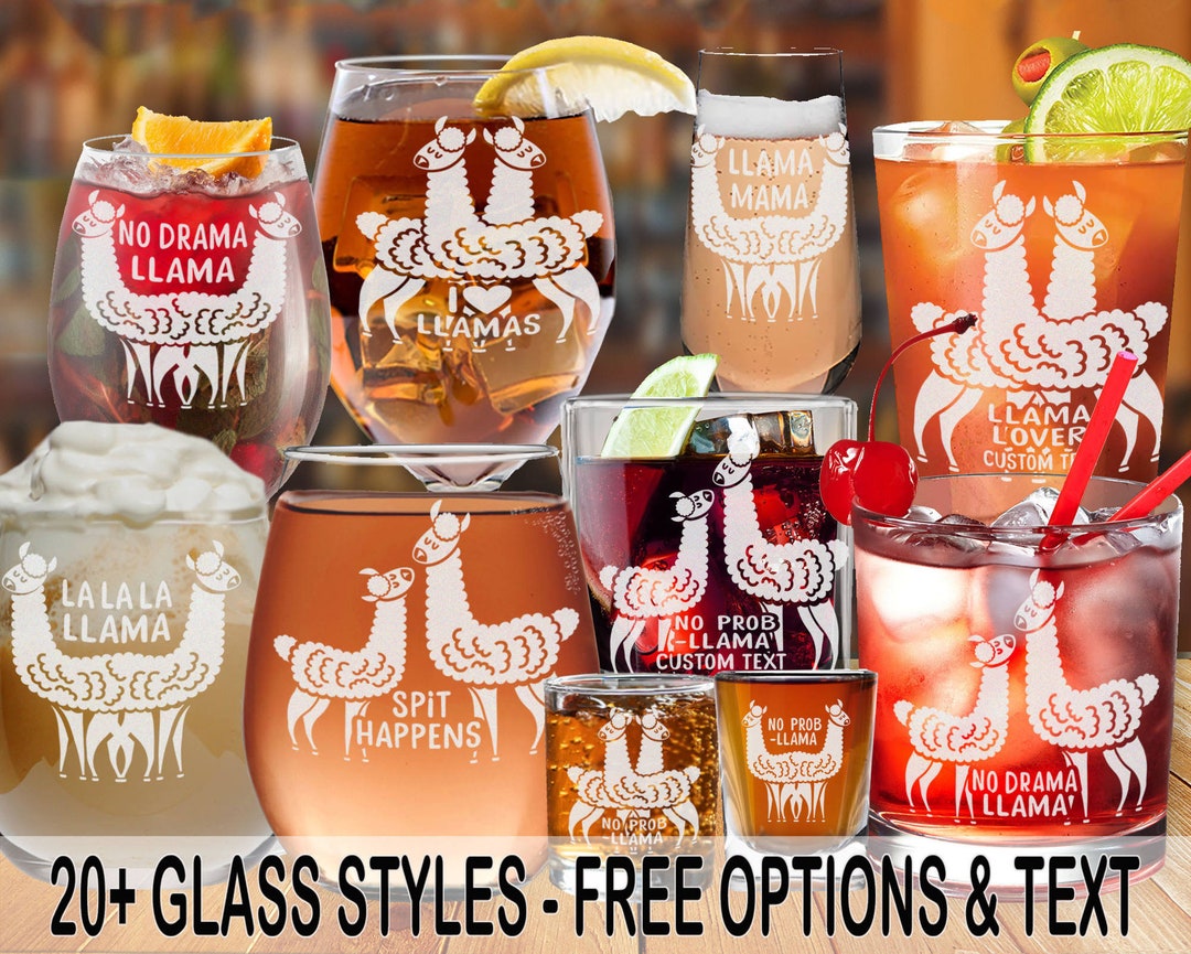 1.z Glass Lovely Llamas Professionally Laser-etched Beer/wine/cocktail ...