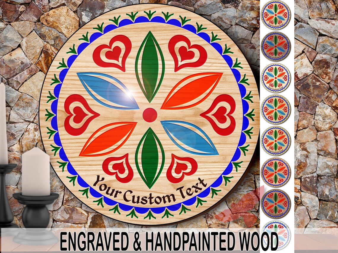 Hxw: LOVE Engraved Wood Hand-painted (08-36") PA Dutch Hex Sign by Red ...