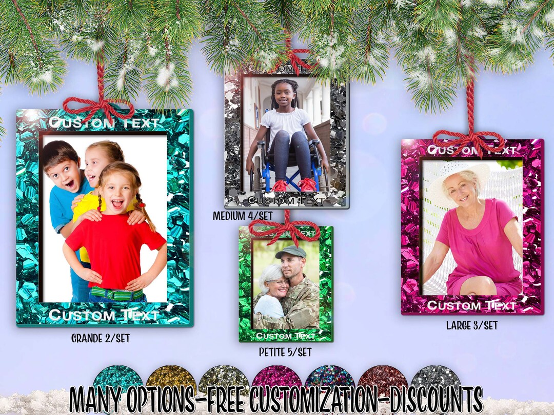 Cset Jumbo Glitter Frame 2/set 5/set VRECT Holiday Photo Ornament W ...