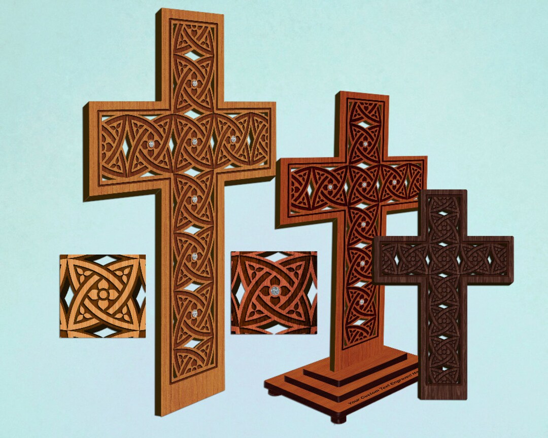 Wooden Cross in Infinity Tile Design Engraved - Etsy