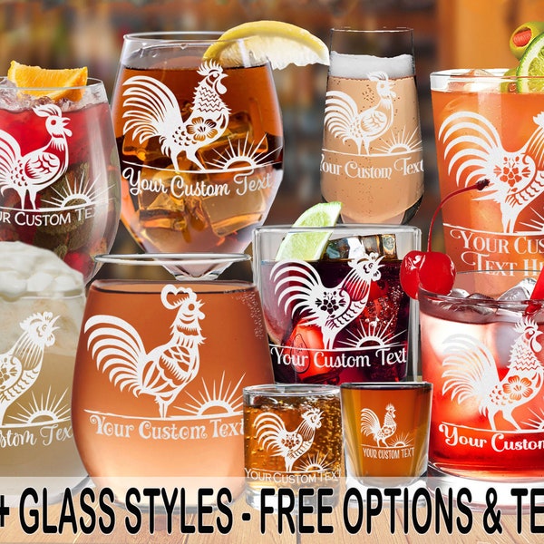 Rooster Wine Glass - Etsy