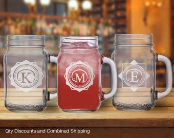 Monogram Mason Jar - Etsy