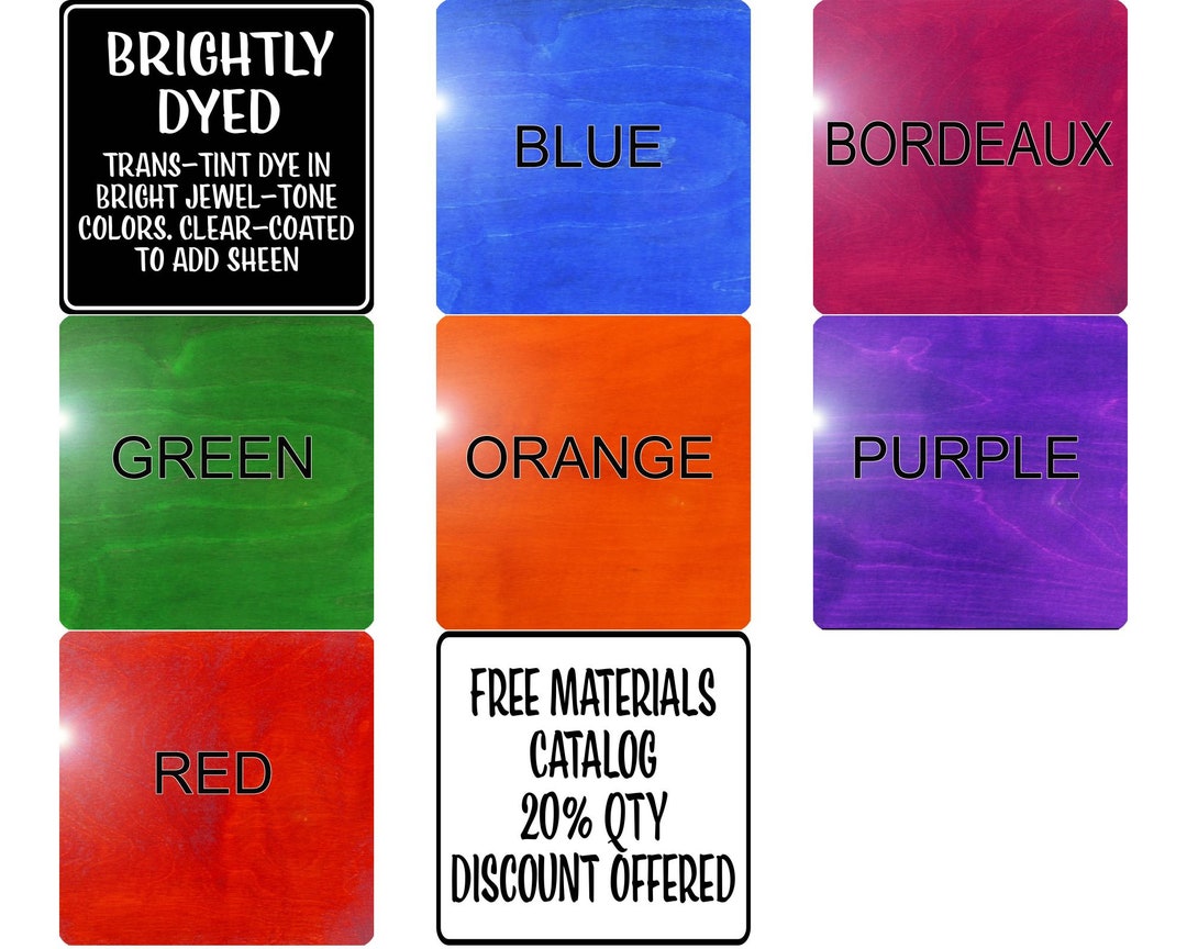 Crft: Baltic Birch Brightly Dyed Trans-tint Dye Clear-coated (1/8in ...