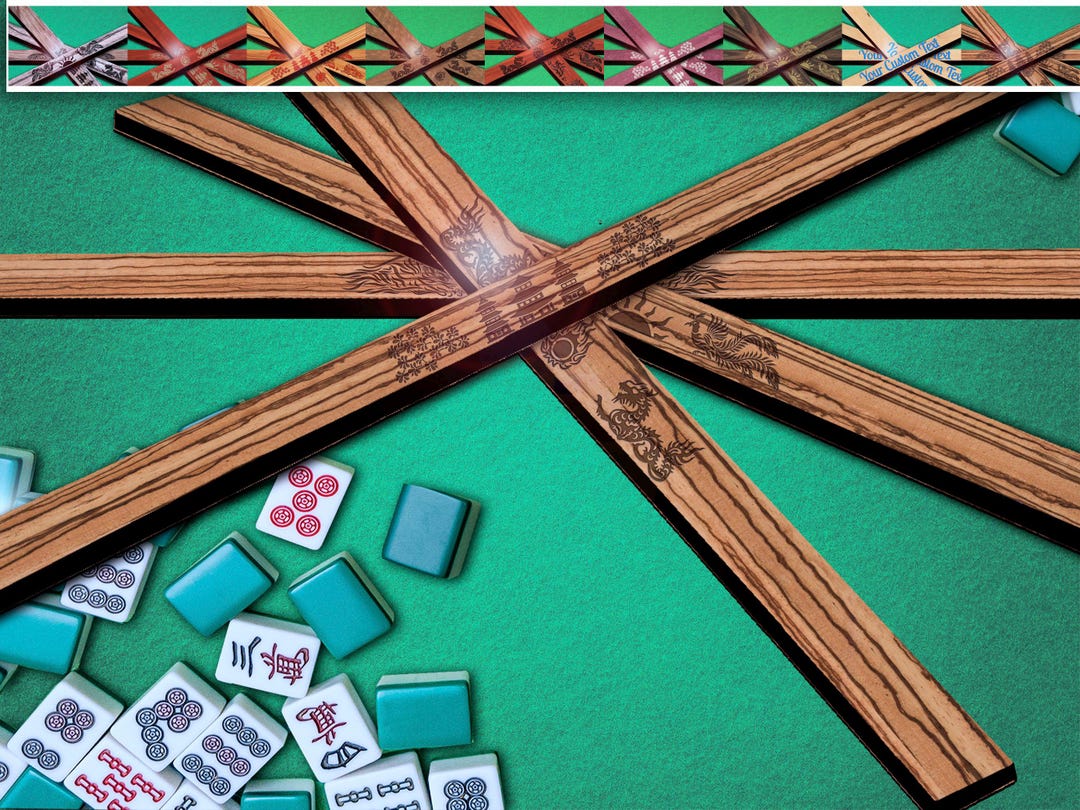 Mj_mahjong PUSHERS Customized 4/set Laser Cut Engraved EXOTIC Hardwood ...