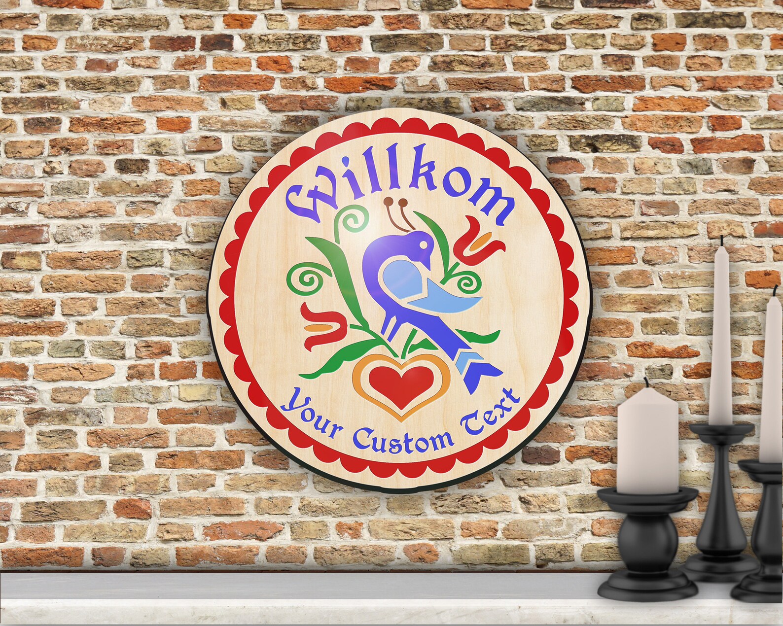 Hex Wood Welcome Distelfink 16in PA Dutch Sign w/ Free | Etsy