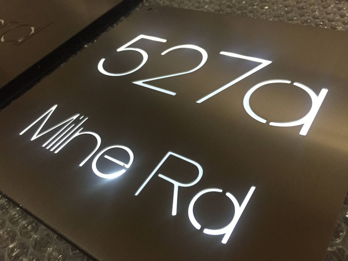 Stainless Steel LED Illuminated House Sign Plaque Made to | Etsy