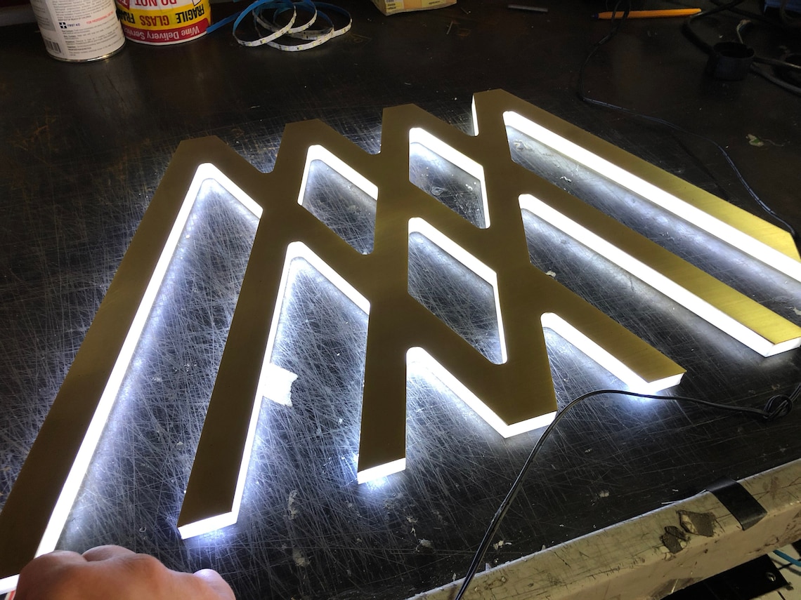 Machined Brass Custom Made Laser Cut LED Business Logo | Etsy