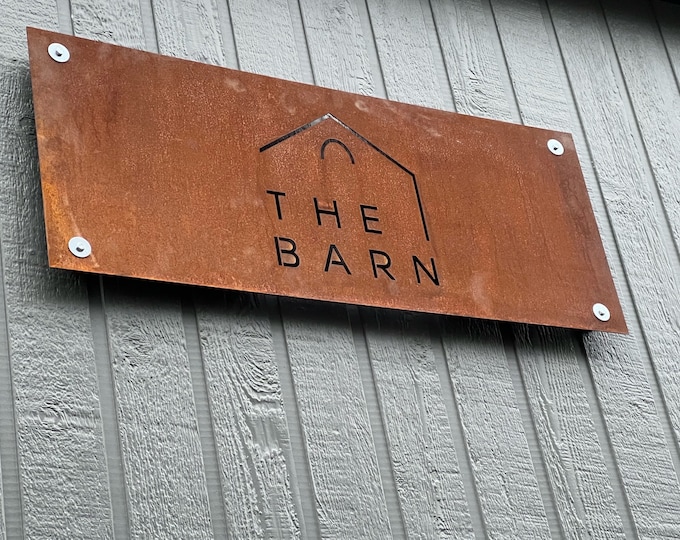 Rusty Metal House Sign. Rustic House Sign. Corten House Sign - Etsy