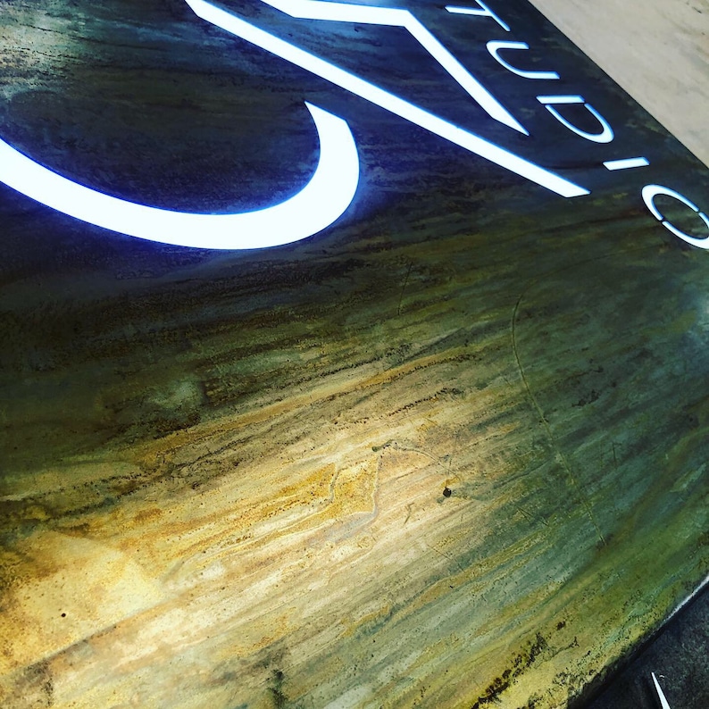 CORTEN rusted Steel LED Illuminated House Mailbox Sign | Etsy