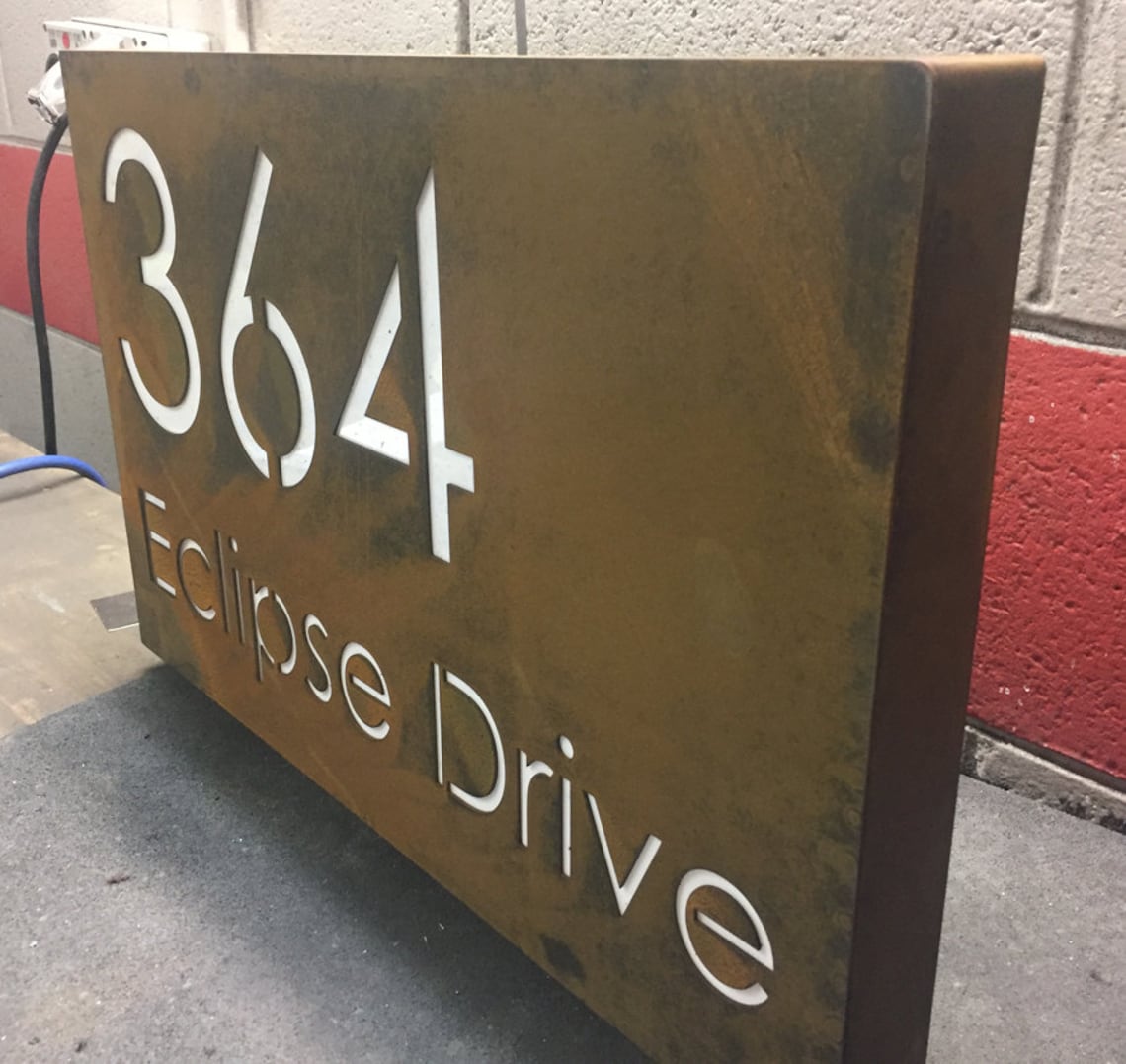 CORTEN rusted Steel LED Illuminated House Business - Etsy