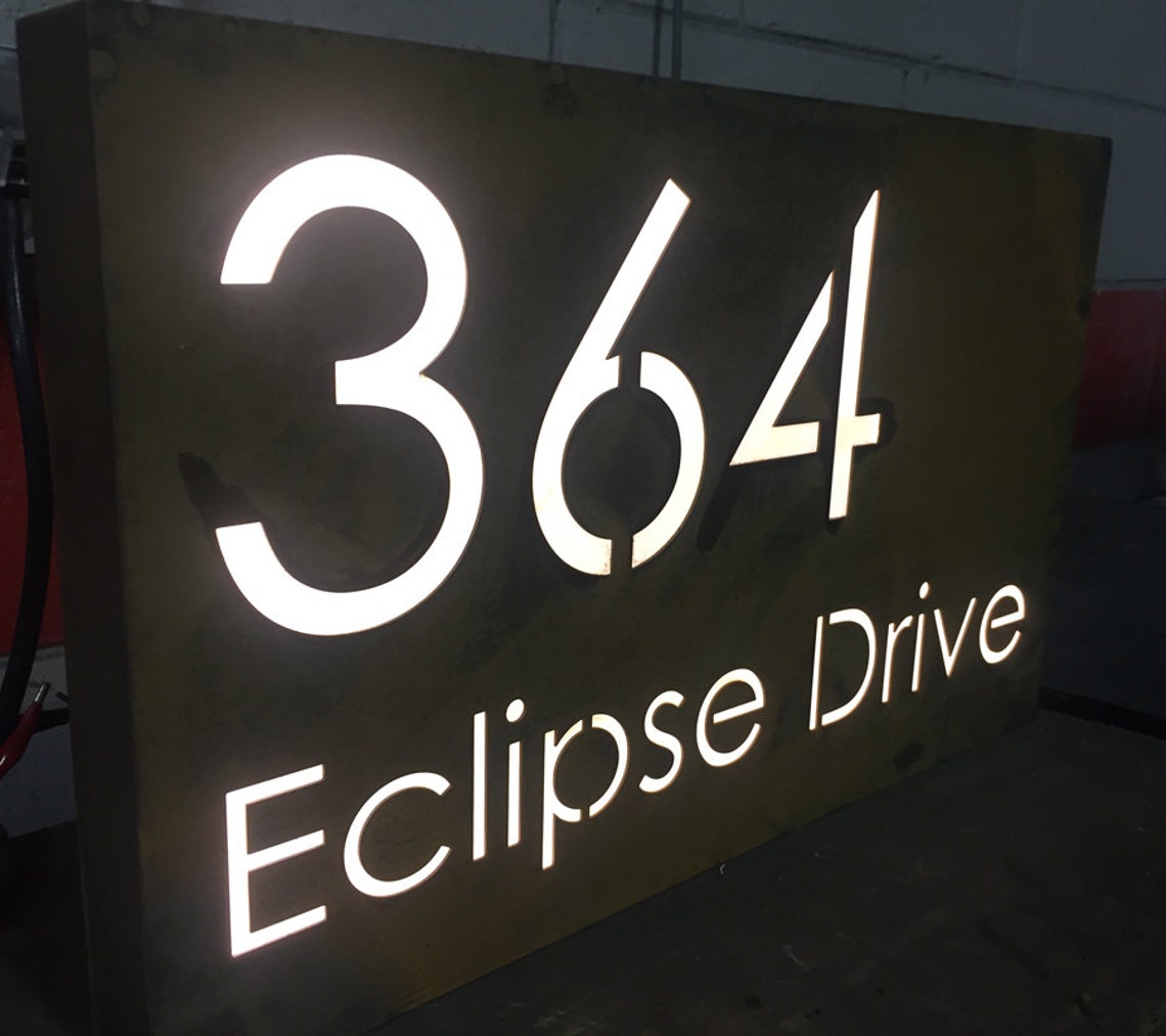 CORTEN rusted Steel LED Illuminated House Business - Etsy