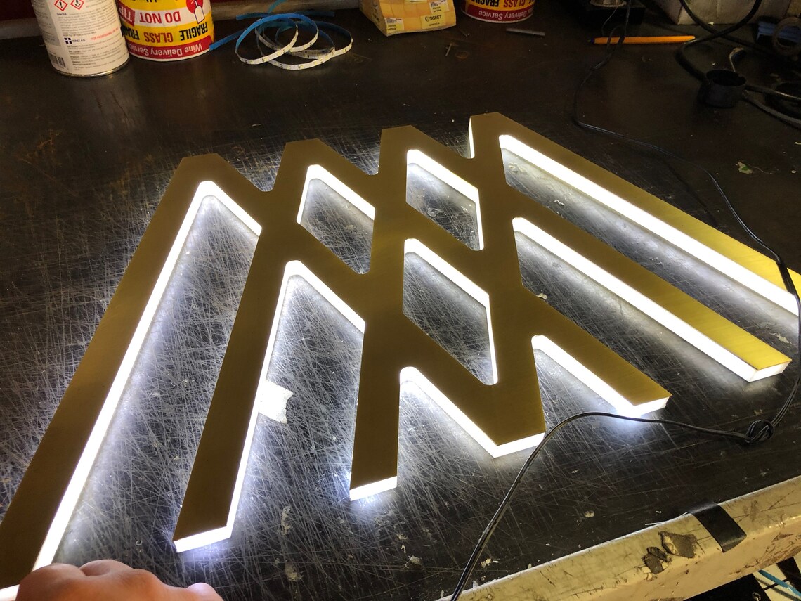 Machined Brass Custom Made Laser Cut LED Business Logo, Monograms ...
