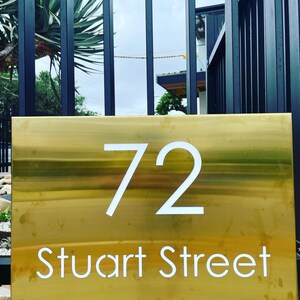 GOLD Brushed Stainless Steel LED Illuminated House Sign Plaque - Made ...