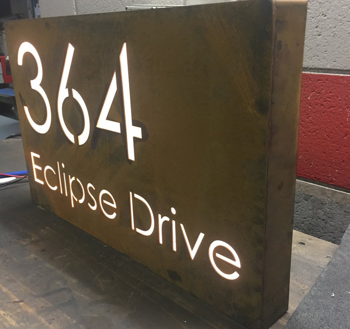 CORTEN rusted Steel LED Illuminated House Business - Etsy