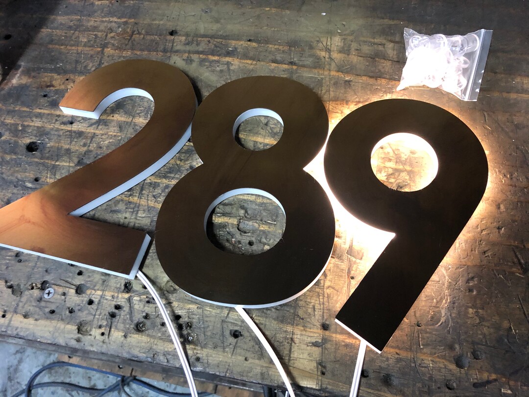 Bronze Stainless Steel Custom Made Laser Cut LED House Numbers - BRONZE ...