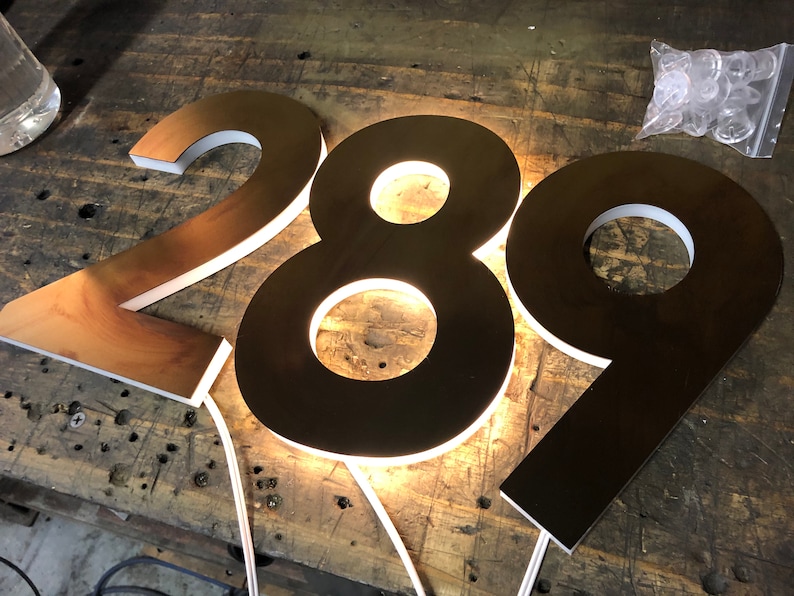 Bronze Stainless Steel Custom Made Laser Cut LED House Numbers | Etsy